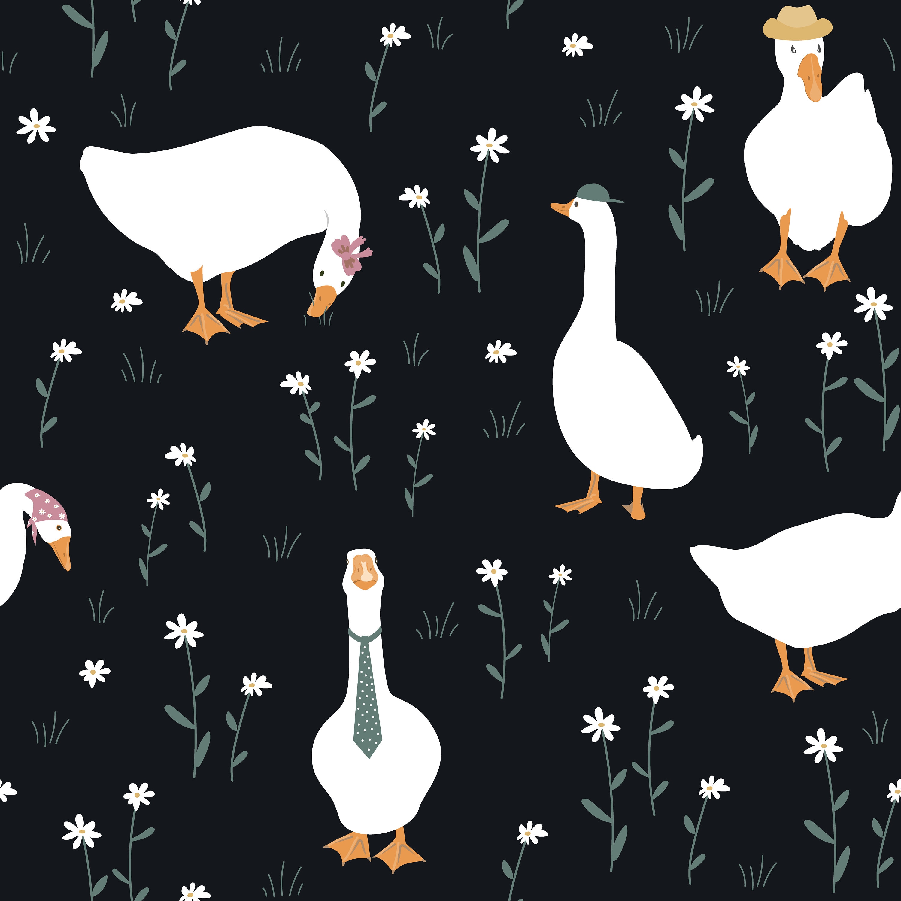 Cute Dressed Geese Seamless Pattern. JPG, PNG, and EPS Digital File - Etsy