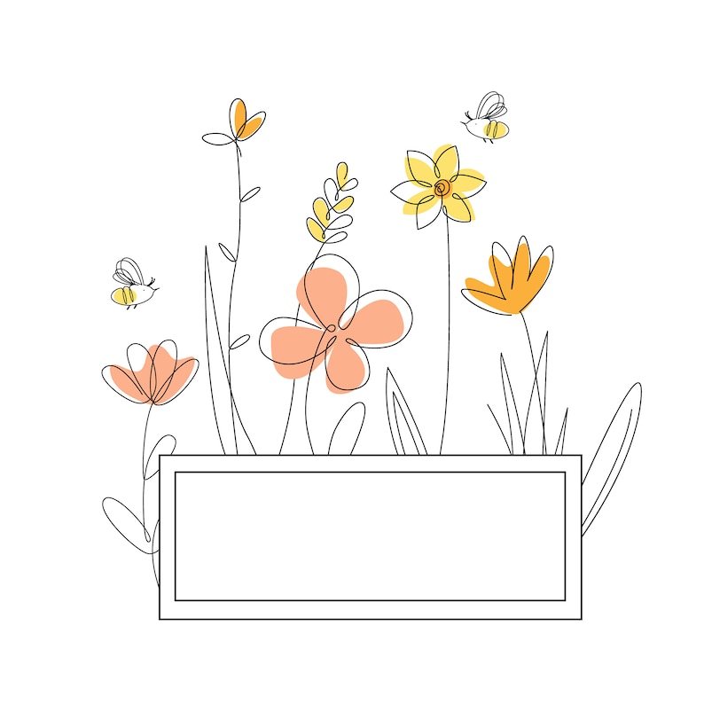 Rectangle Label Frame With Cute Honey Flowers and Bees. Beekeeping ...