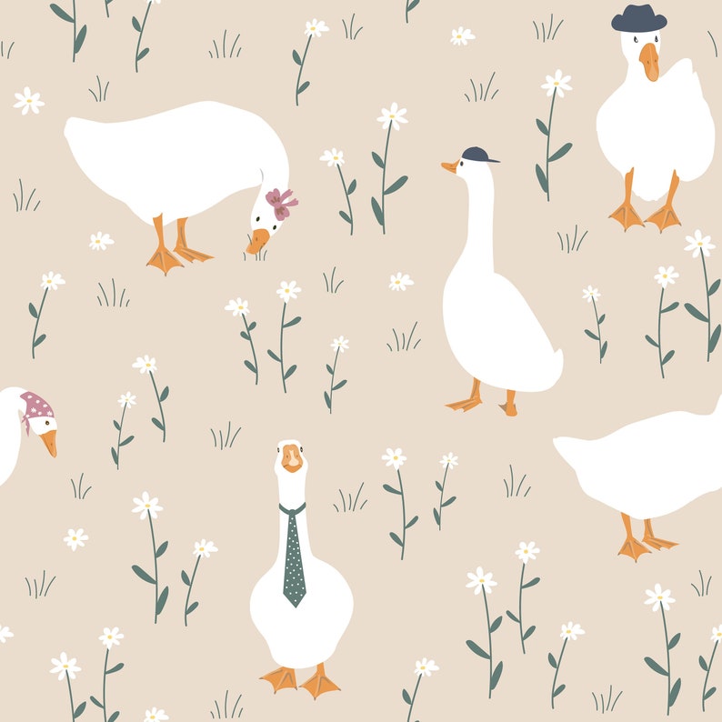 Cute Dressed Geese Seamless Pattern. JPG, PNG, and EPS Digital File - Etsy