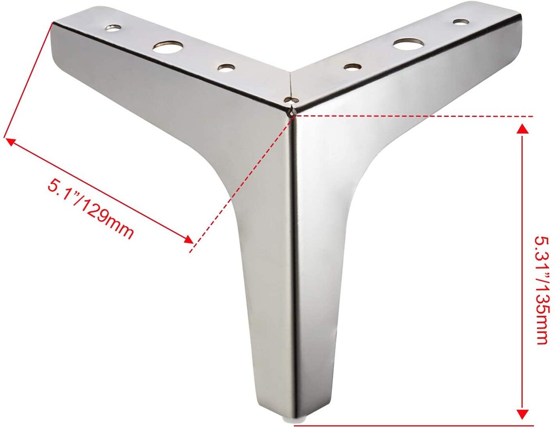 4 Silver 5.3 Inch 13.5cm Furniture Legs Metal Legs Furniture - Etsy