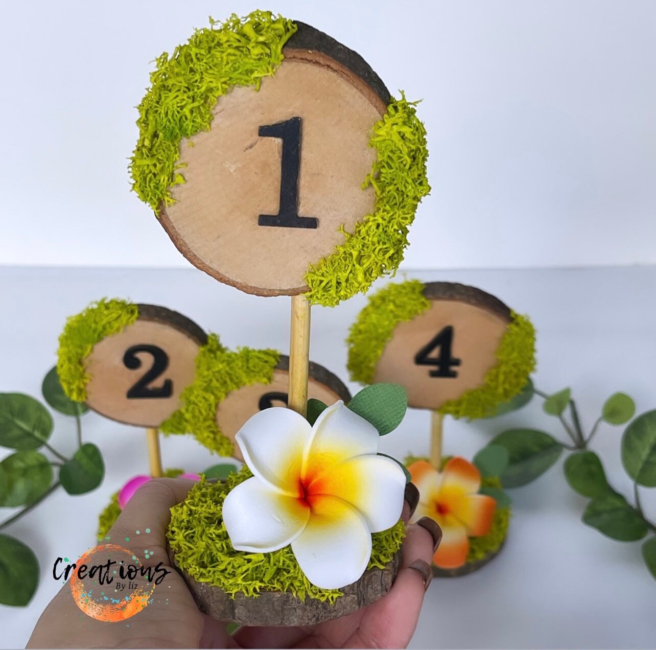 Hawaiian Table Numbers: Tropical Wood Slice Party Decor - Etsy