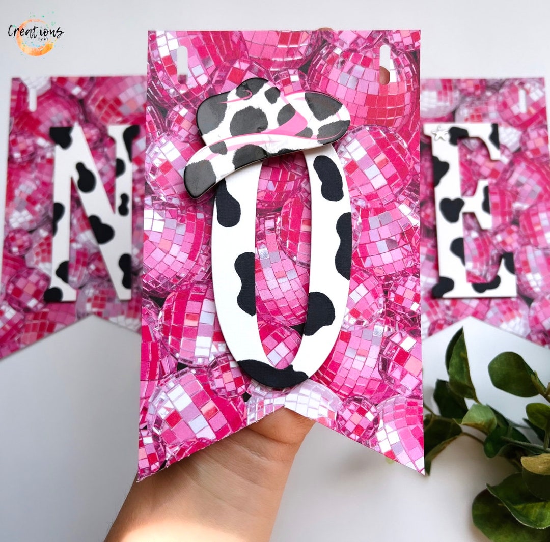 Disco Cowgirl Party, Disco Cowgirl Birthday, Disco Cowgirl Banner, Pink ...