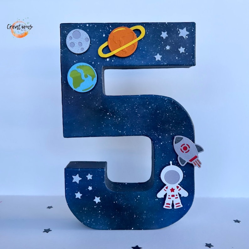 Astronaut Birthday, Outer Space Party Decor, 3D Number Photo Prop ...