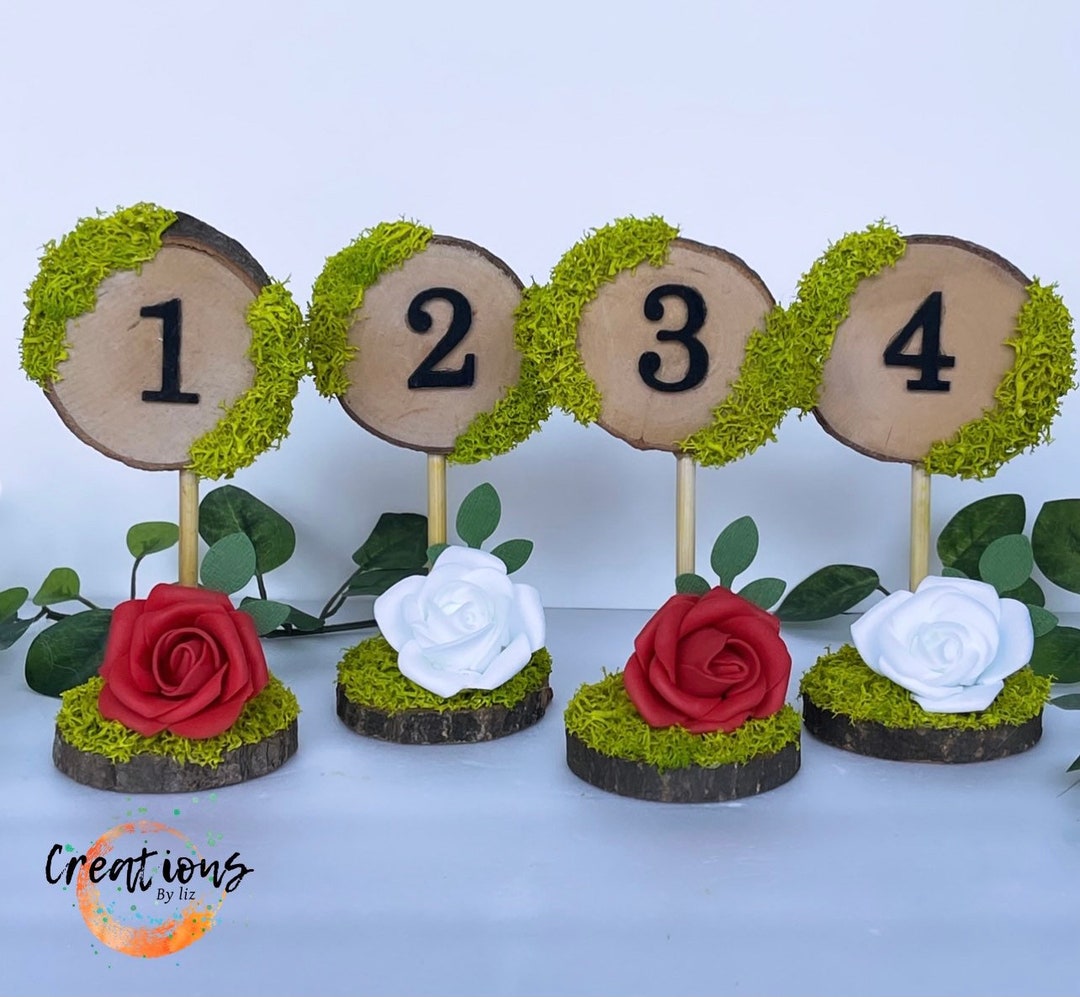 Floral Table Numbers, Roses Table Number, Enchanted Table Numbers ...
