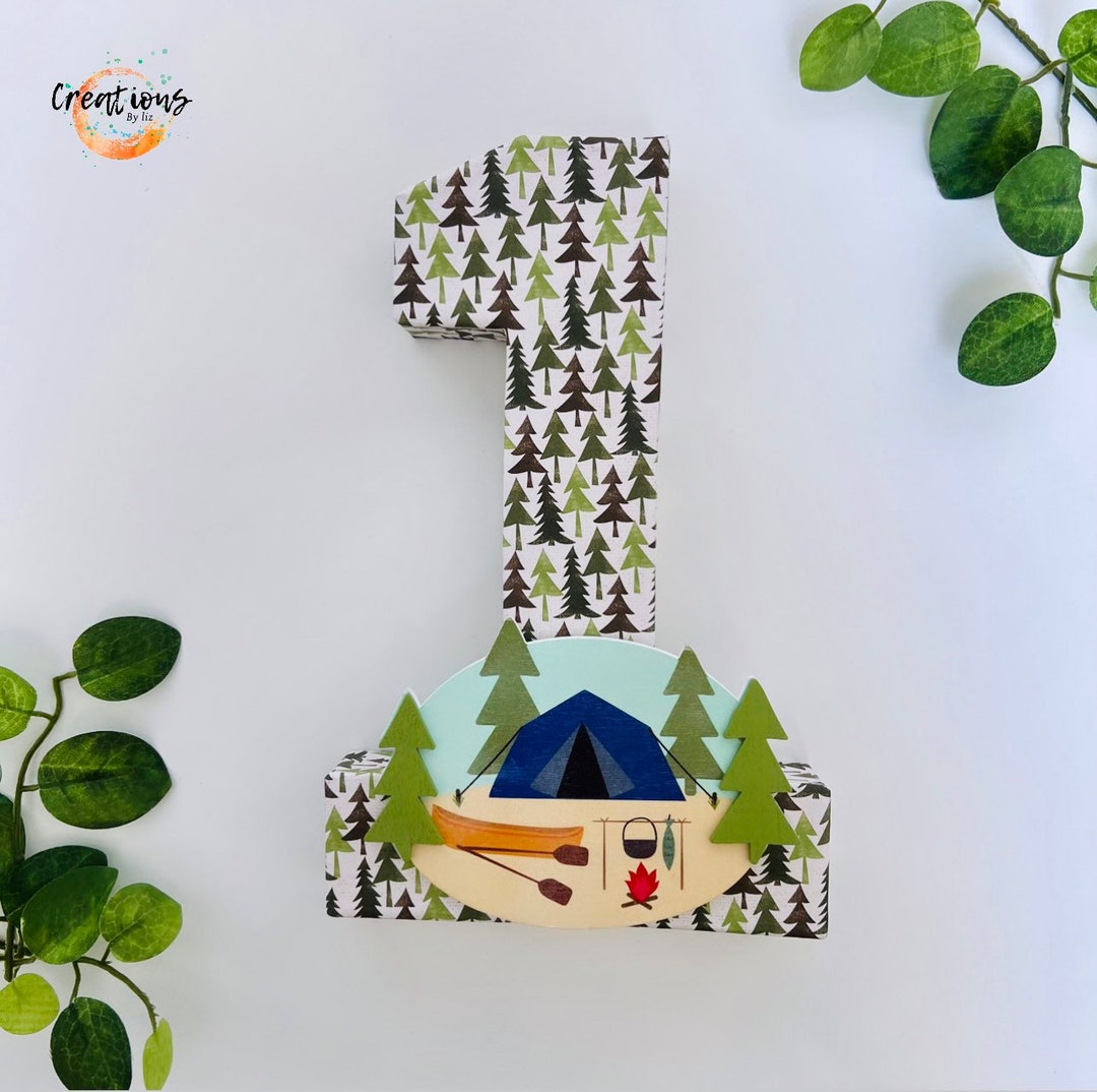 1st Birthday Camping Party Ideas ONE Happy Camper Banner, Camp Themed ...