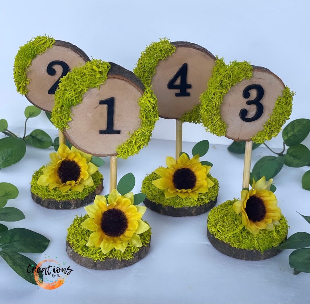 Sunflower Table Numbers, Sunflower Theme Wedding Table Numbers ...