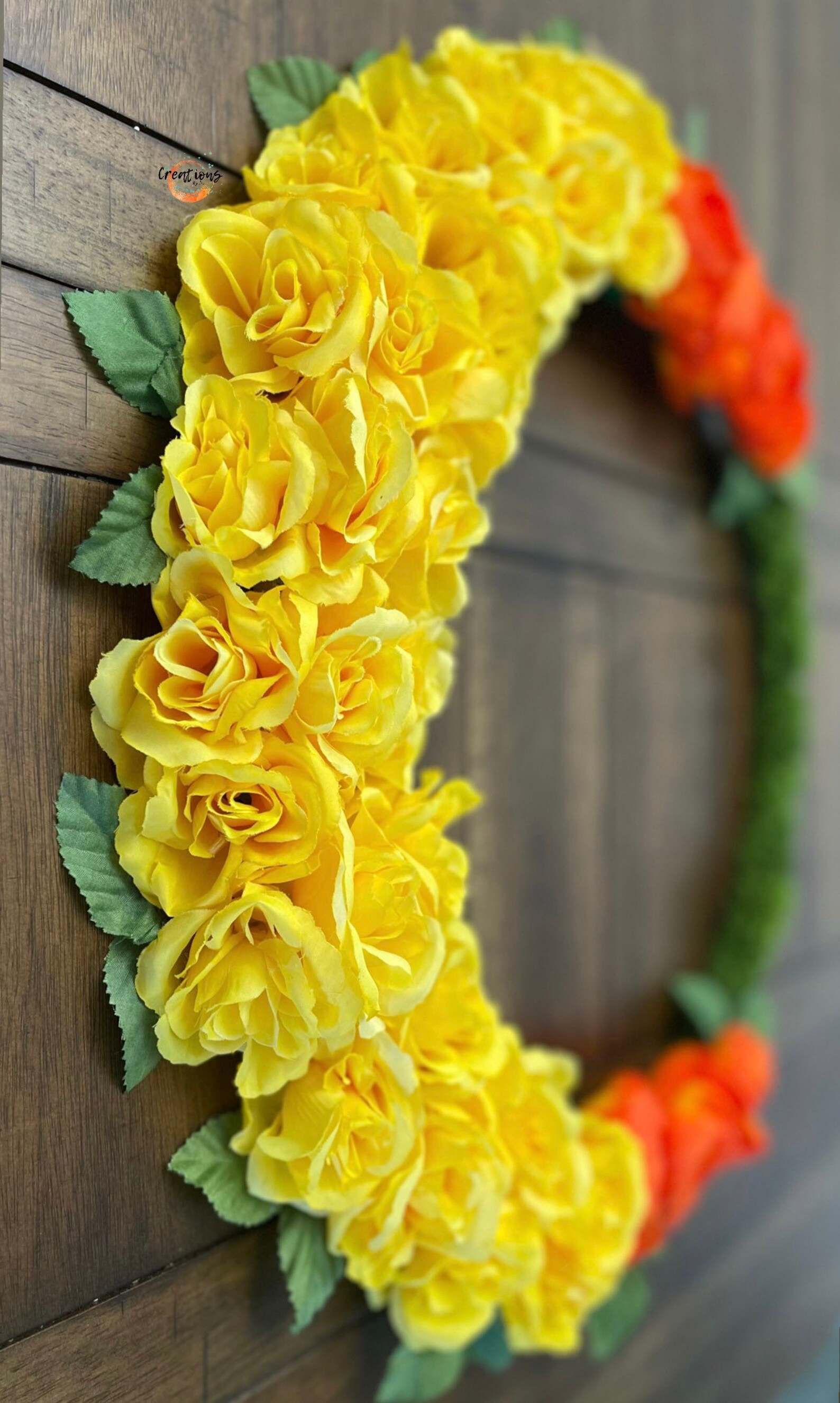 Yellow rose wreath front door wreaths autumn wreath moon | Etsy