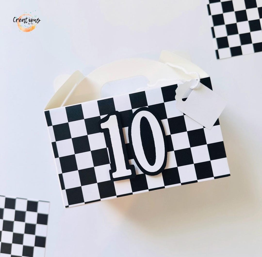 Checkered Party Decor, Checkered Birthday, Checkered Favor Box, Race ...