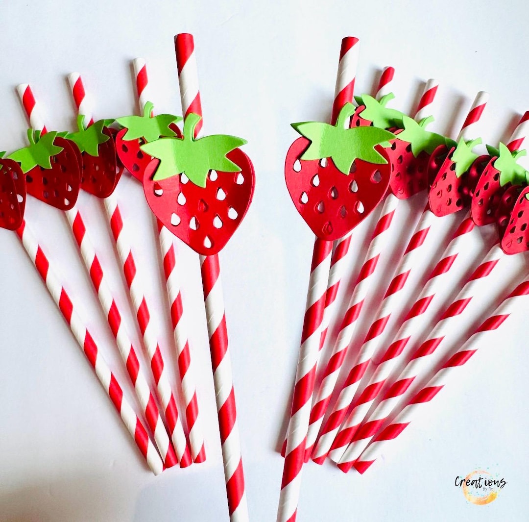 Strawberry Birthday Decor, Berry Party, Strawberry Paper Straws - Etsy