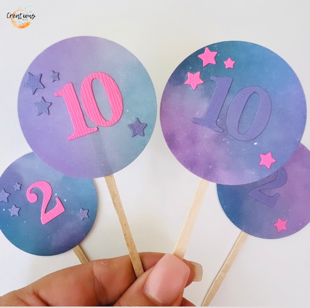 Two the Moon Cupcake Toppers: Girl Outer Space Party Decor - Etsy