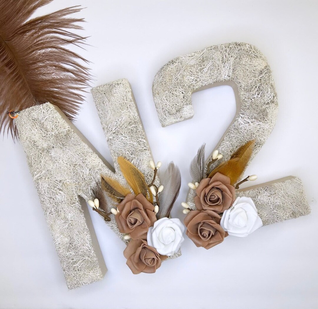 Boho Wedding Letters Numbers, Wedding Initials, Boho Theme Standing 3D ...
