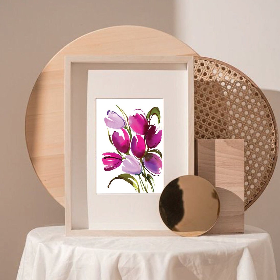 Tableau floral personnalisé à l'aquarelle, oeuvre originale et unique ...