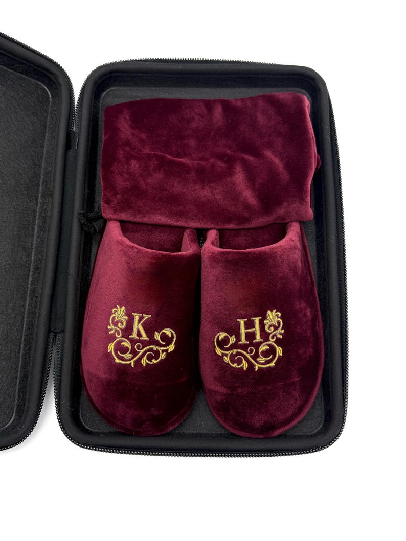Personalized Closed-toe Velour Slippers & Luxury Box Set, Custom Name ...