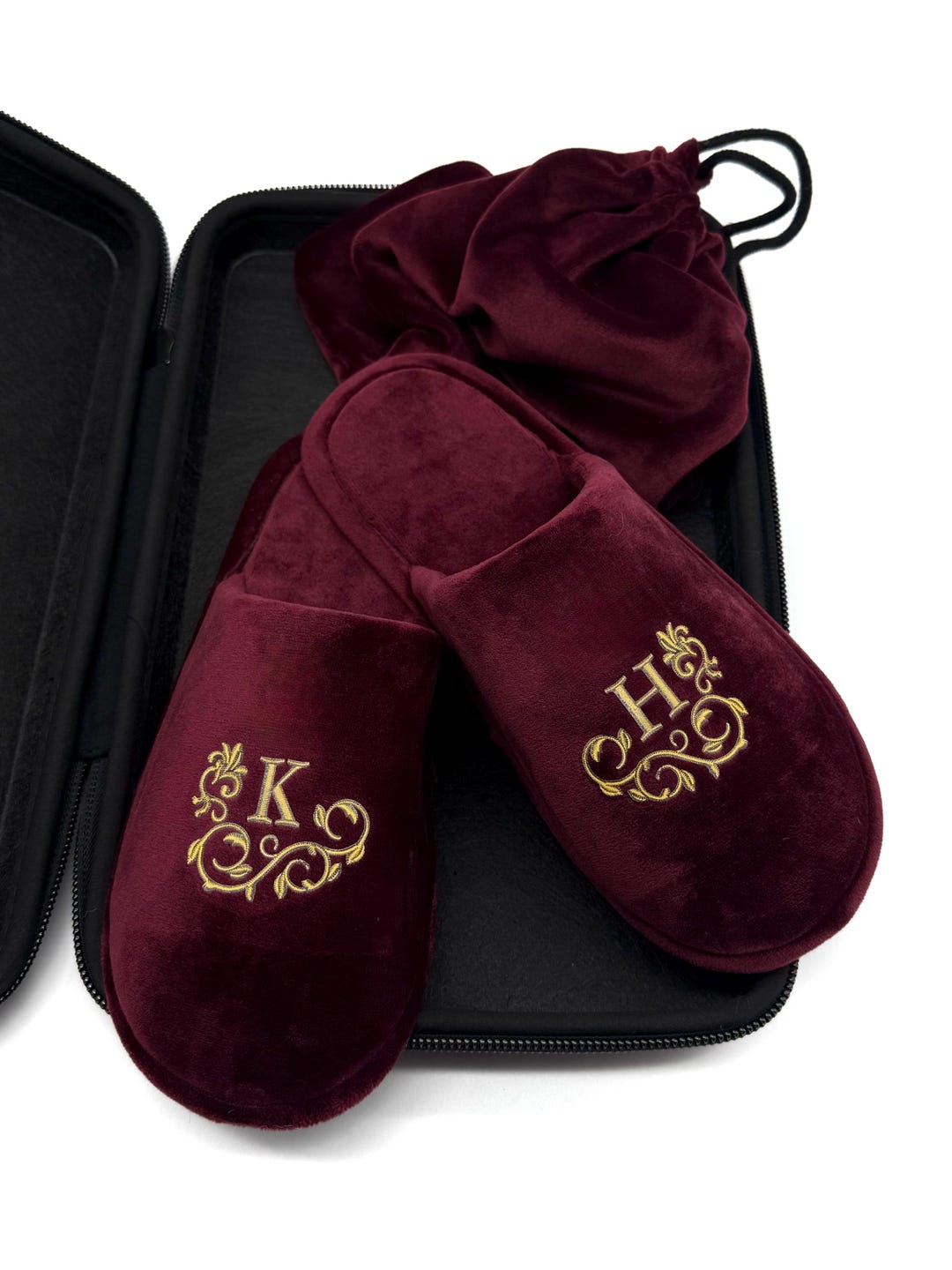 Personalized Closed-toe Velour Slippers & Luxury Box Set, Custom Name ...