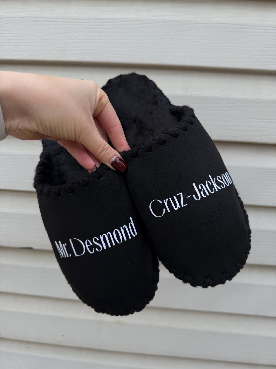 Personalized Father’s Day Slippers for Him – Custom Classic Black ...