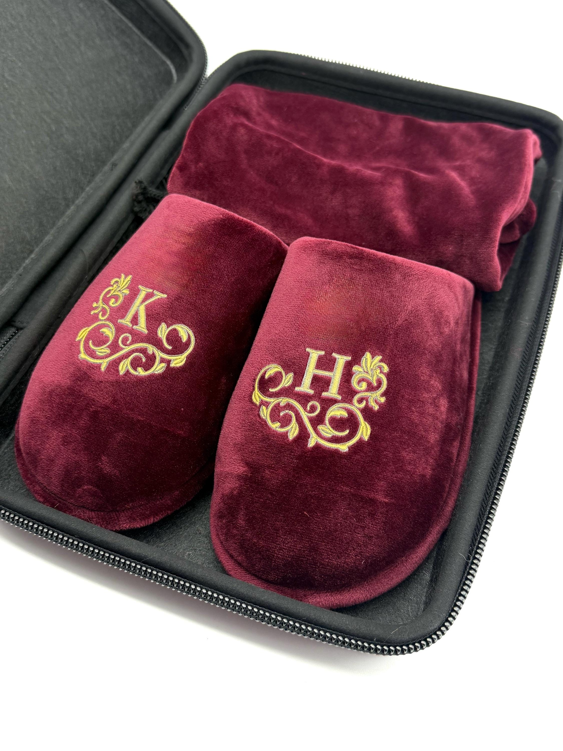Personalized Closed-toe Velour Slippers & Luxury Box Set, Custom Name ...