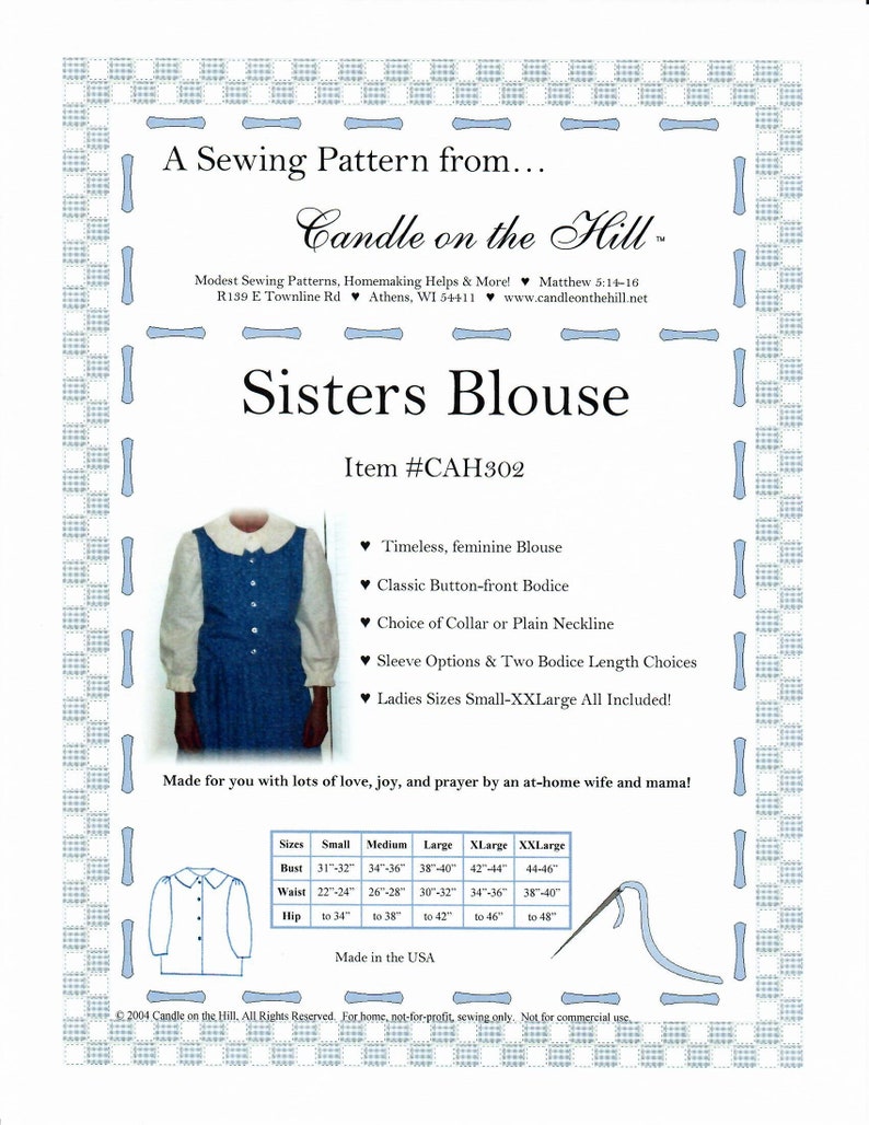 CAH302 - Ladies Sisters Blouse - Sewing Pattern - Etsy