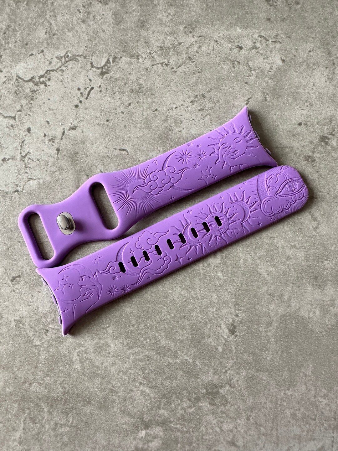 Engraved Cloudy Mystical Design for Google Pixel Watch 1, 2, 3 - Silicone Band / Strap - 13 ...