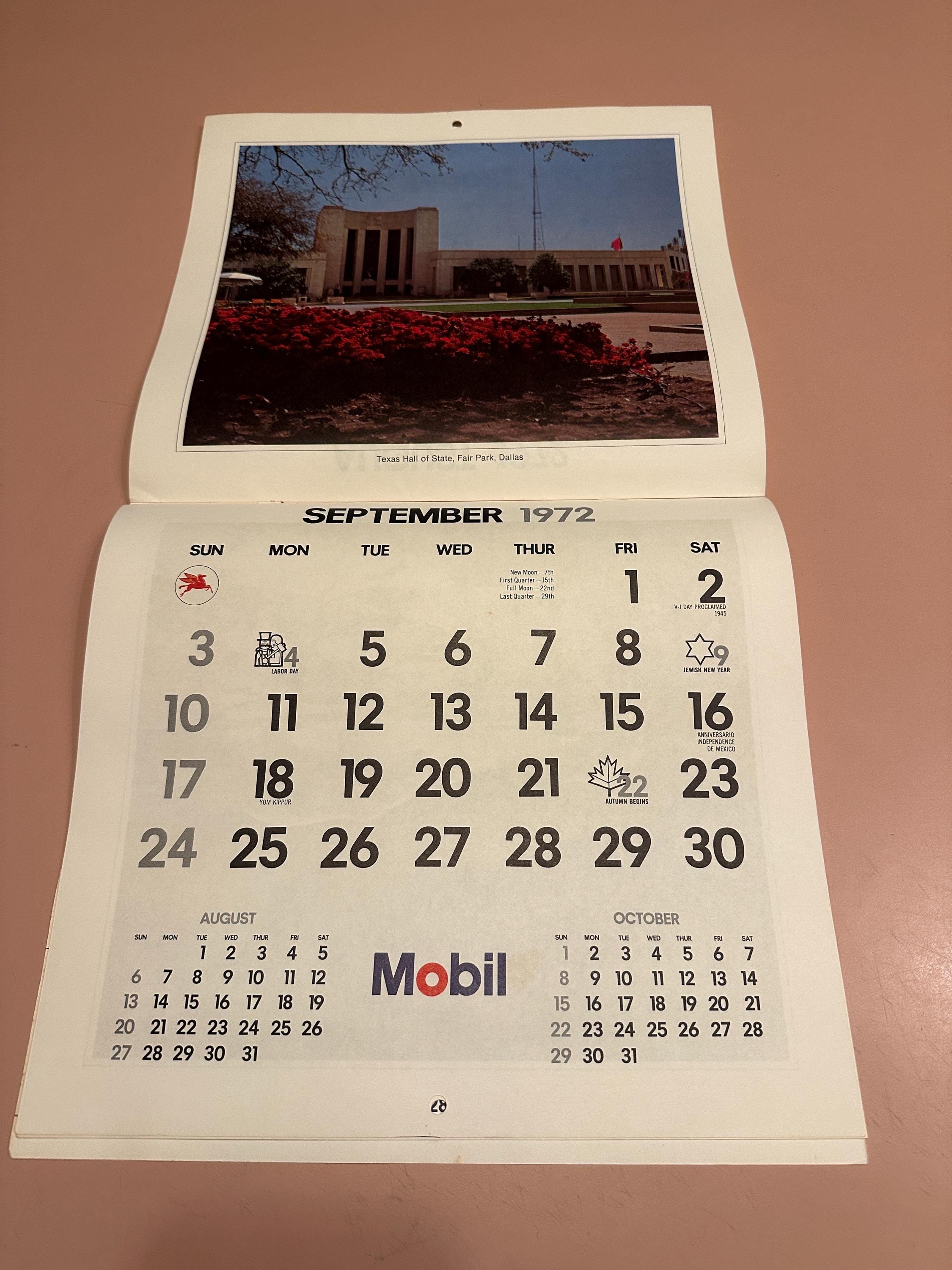 1972 Mobil Calendar - Etsy
