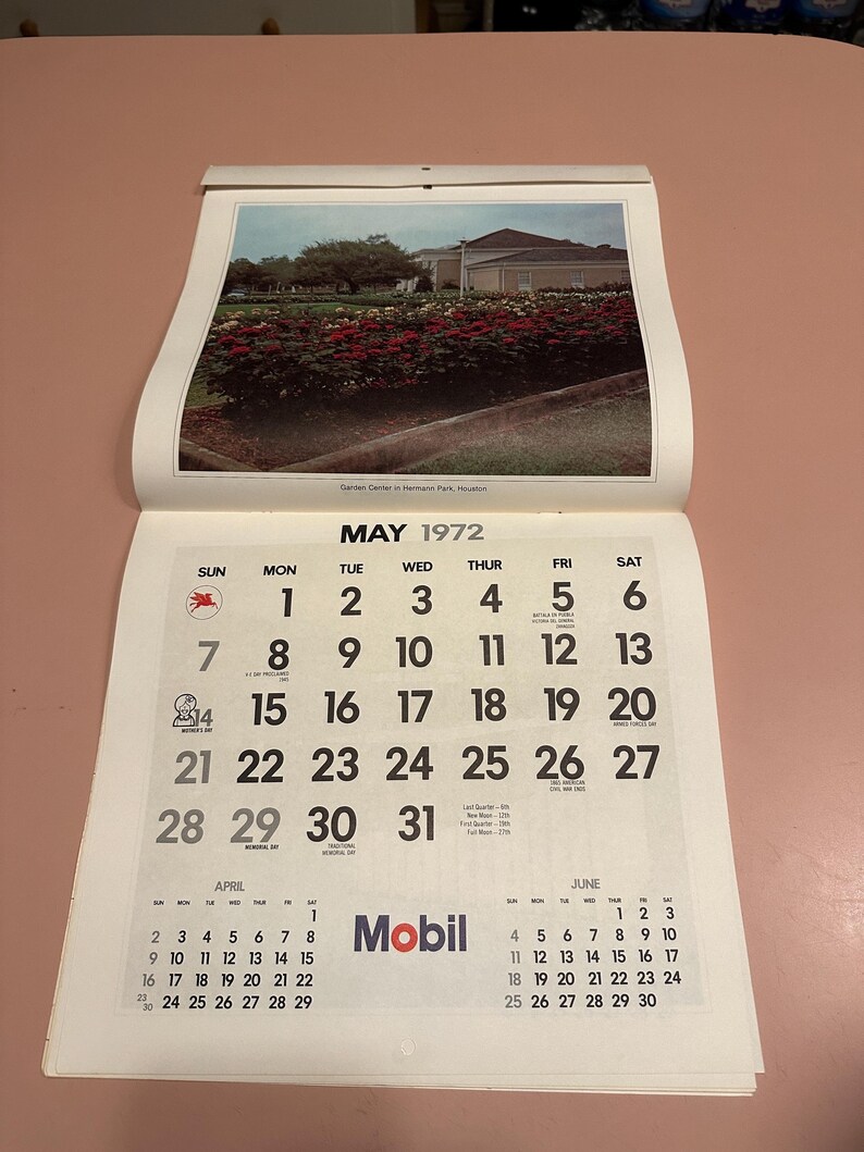 1972 Mobil Calendar - Etsy