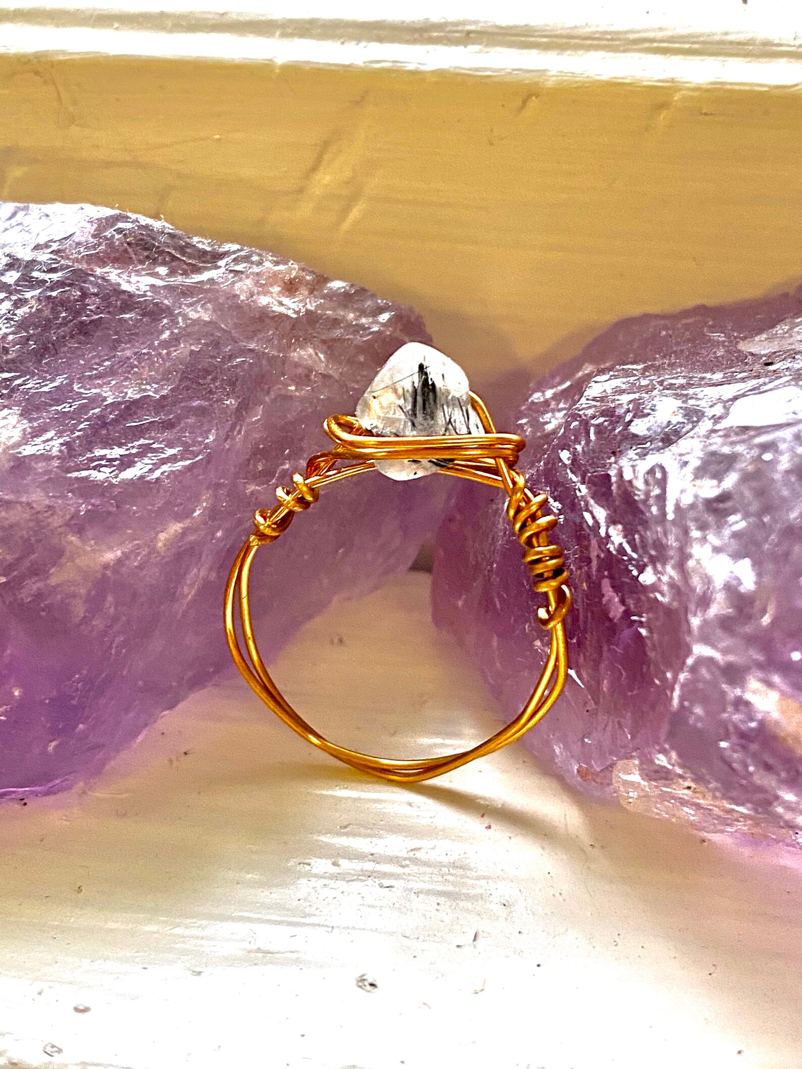 Tourmalated Quartz Crystal Ring | Etsy