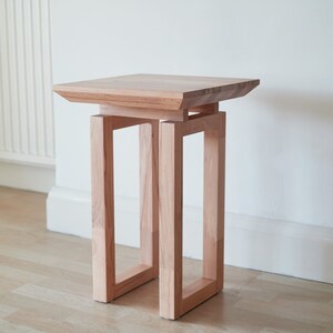 Solid Beech Side Table Minimalist Handmade End Table Japanese Inspired ...