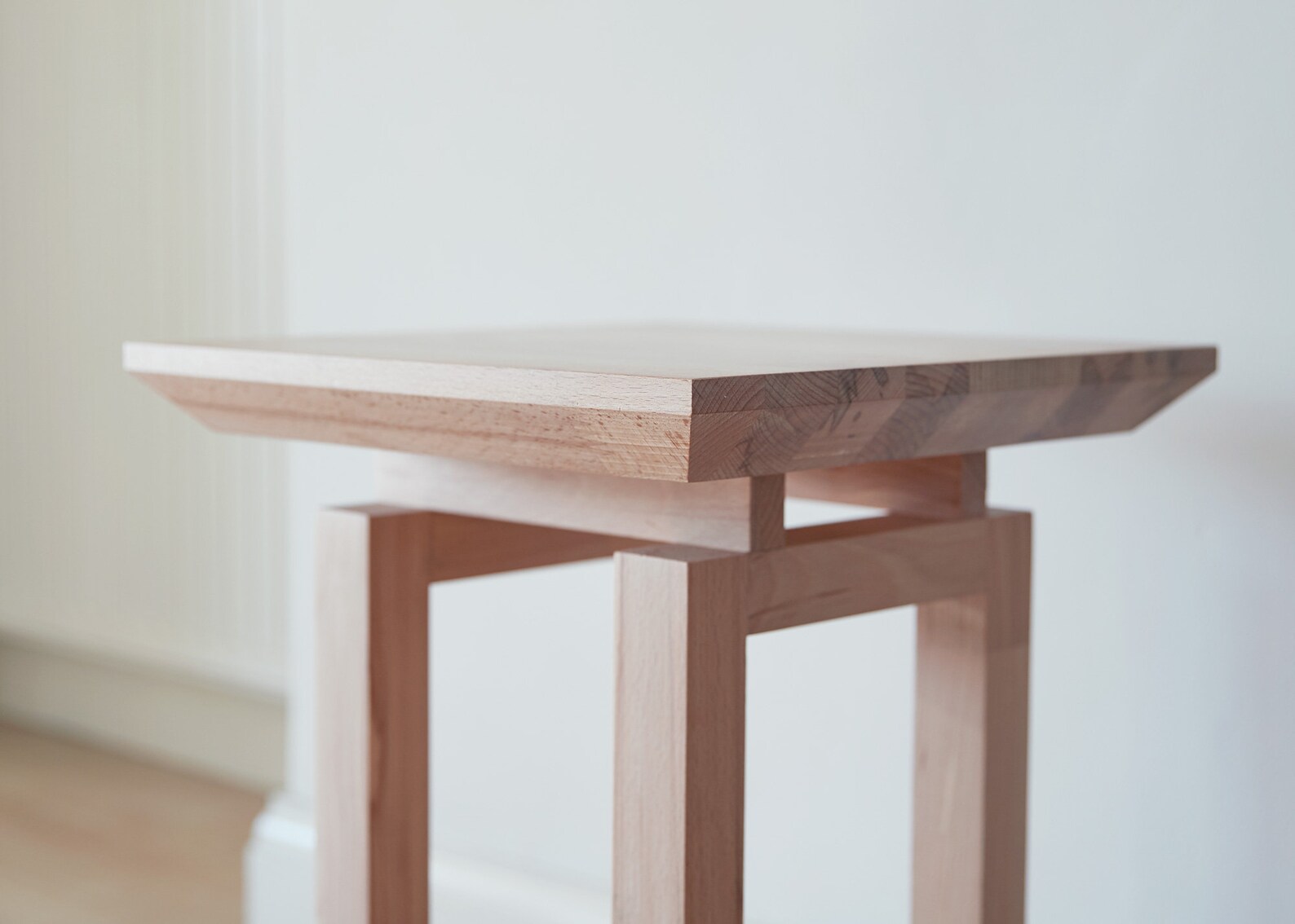 Solid Beech Side Table Minimalist Handmade End Table Japanese Inspired ...