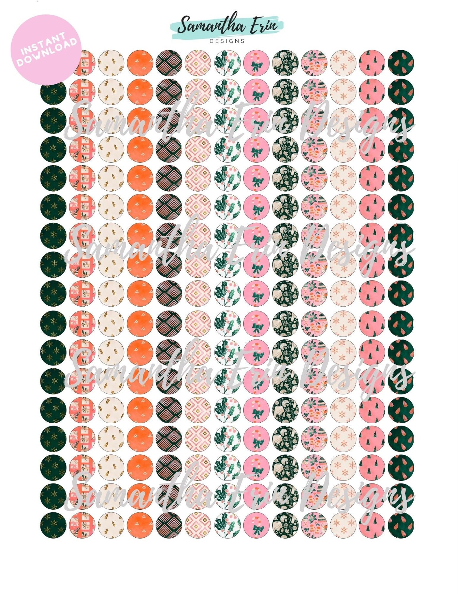 12mm Christmas Cabochon Template, Holiday Earring Charms (instant ...
