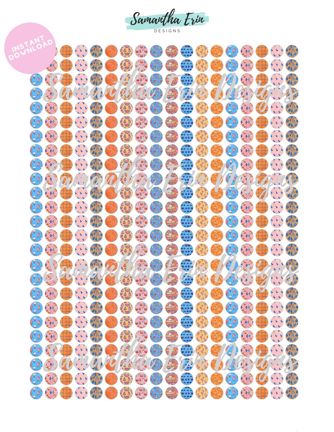 8mm Cabochon Summer Patterns, Summer Prints, Summer Colorful Cabochons ...