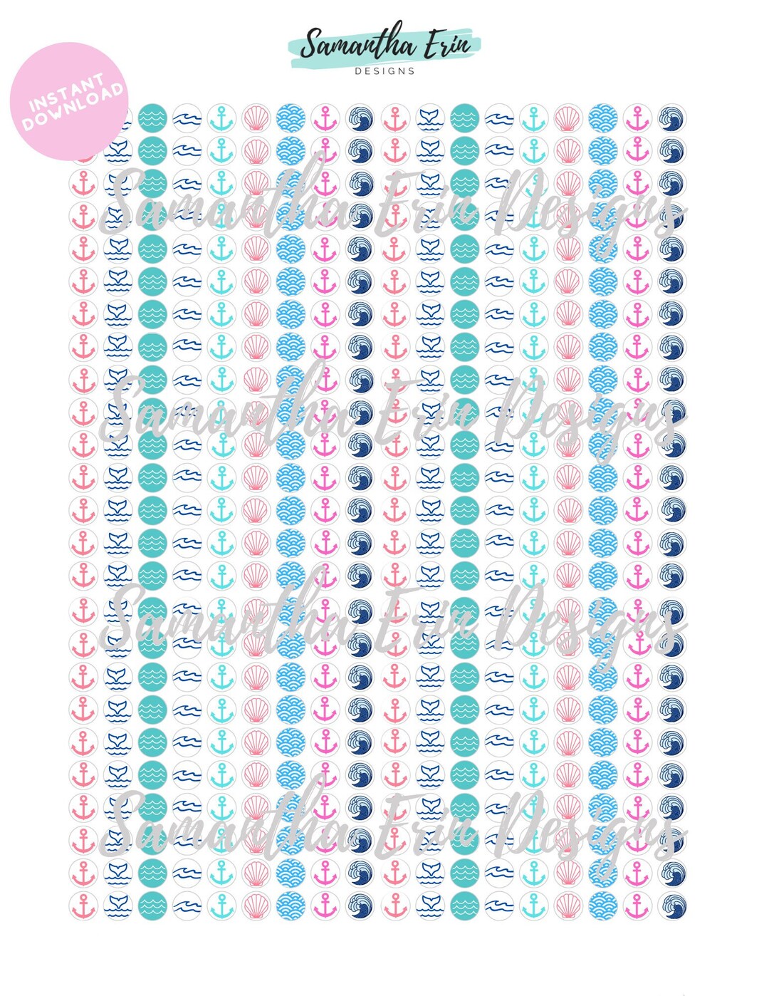 Nautical Cabochon Template, 8mm Anchor Circles (instant Download) - Etsy
