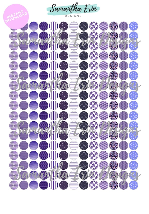 12mm Purple Patterns Circle Template Instant Download 12mm - Etsy