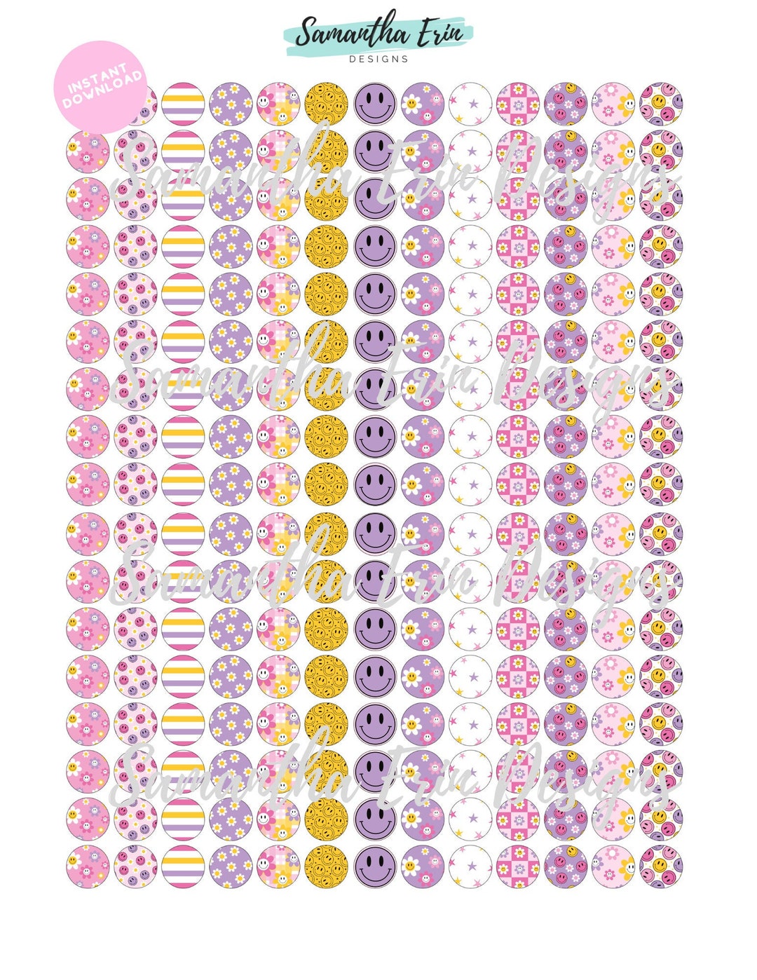 12mm Retro Spring Smiley Face Cabochons, 12mm Cabochons, 12 Mm Circle ...