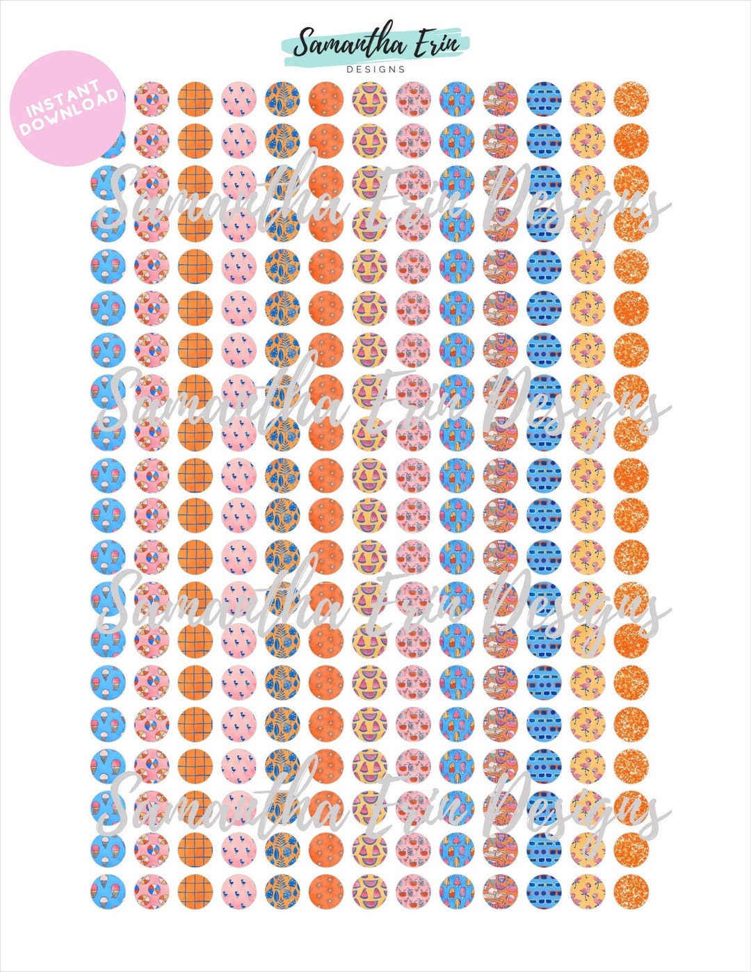 10mm Cabochon Summer Patterns, Summer Prints, Summer Colorful Cabochons ...