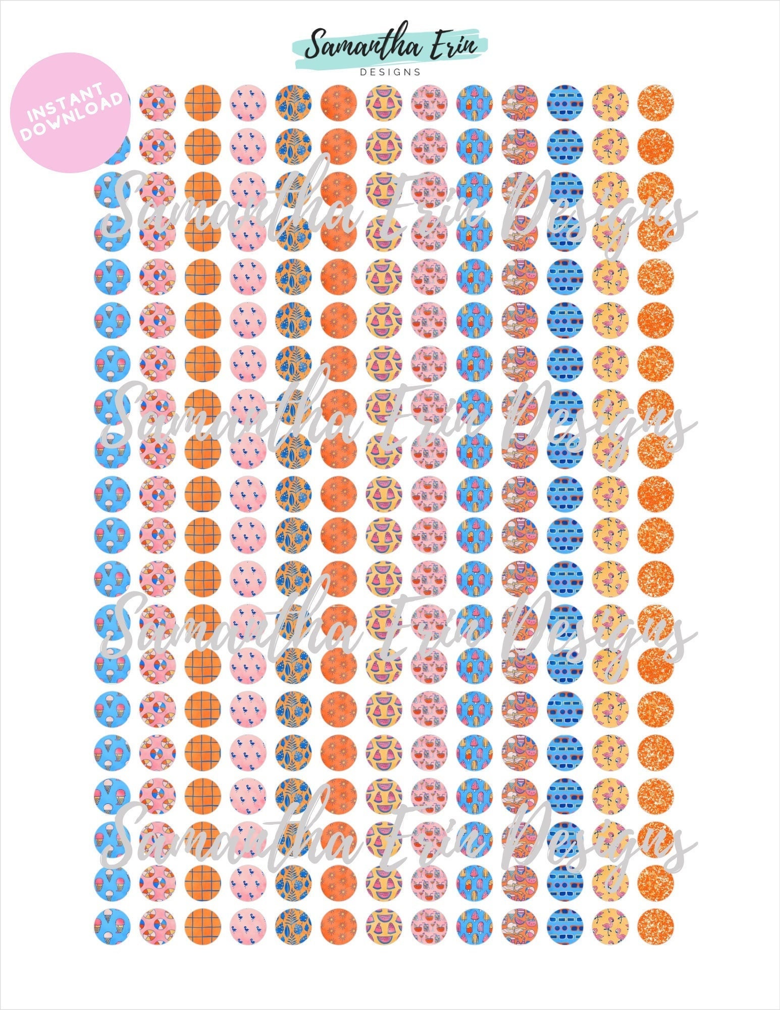 10mm Cabochon Summer Patterns, Summer Prints, Summer Colorful Cabochons ...