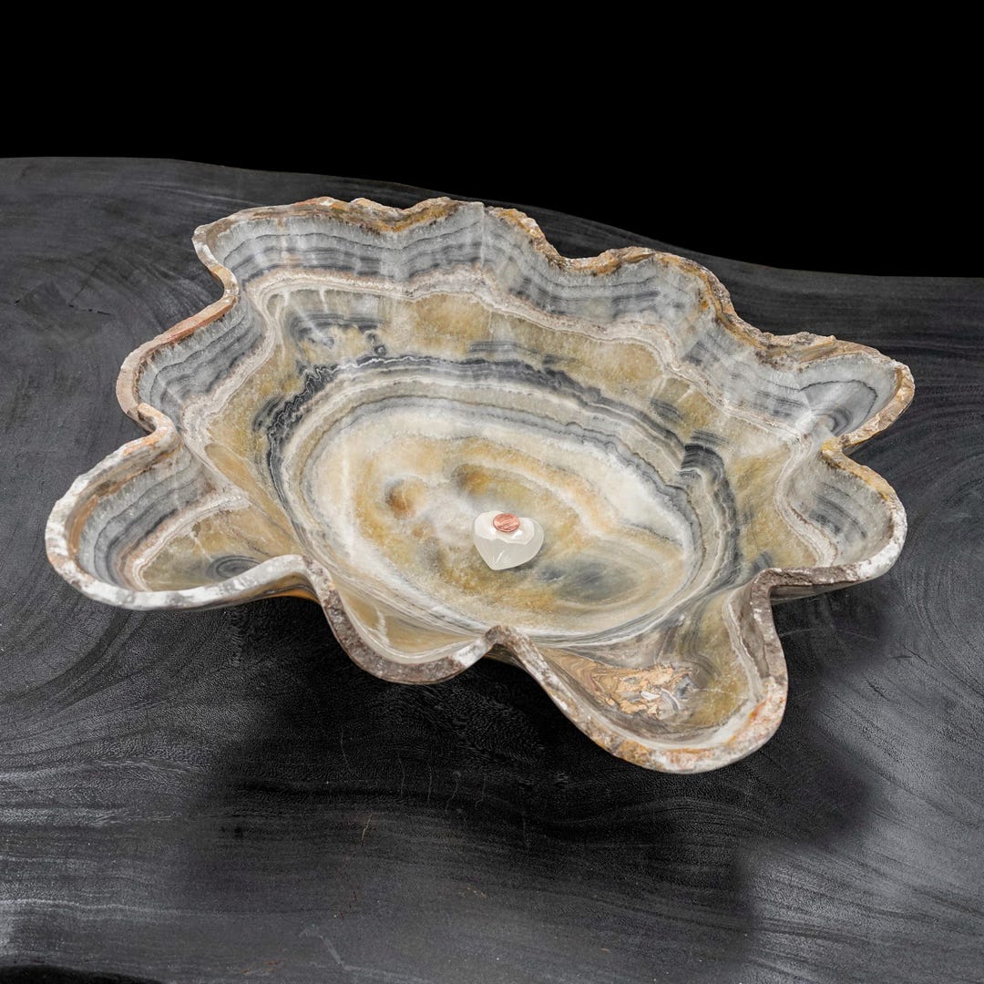 Natural Banded Calcite Onyx Bowl: Freeform Stone Centerpiece - Etsy