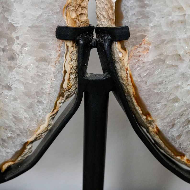 Large Lace Agate Butterfly Wings Geode on Metal Stand - Etsy
