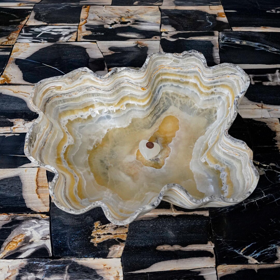 Natural Stone Onyx Bowl , Stone Centerpiece Bowl, Hand Carved Stone ...