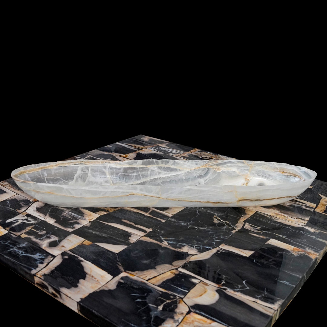 Translucent Onyx Stone Boat Bowl ,natural Polished ONYX CANOE BOWL ...