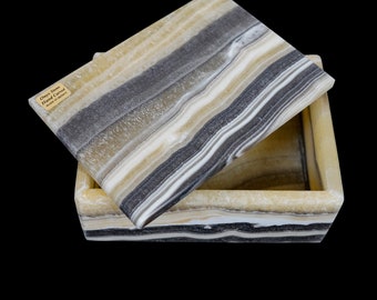 Modern Classic Stone Box, Onyx Stone Rectangular Decorative Box ...