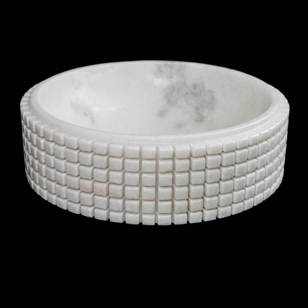 Unique Marble Bowl , Marble Art Fruit Bowl Carving ,handmade White ...