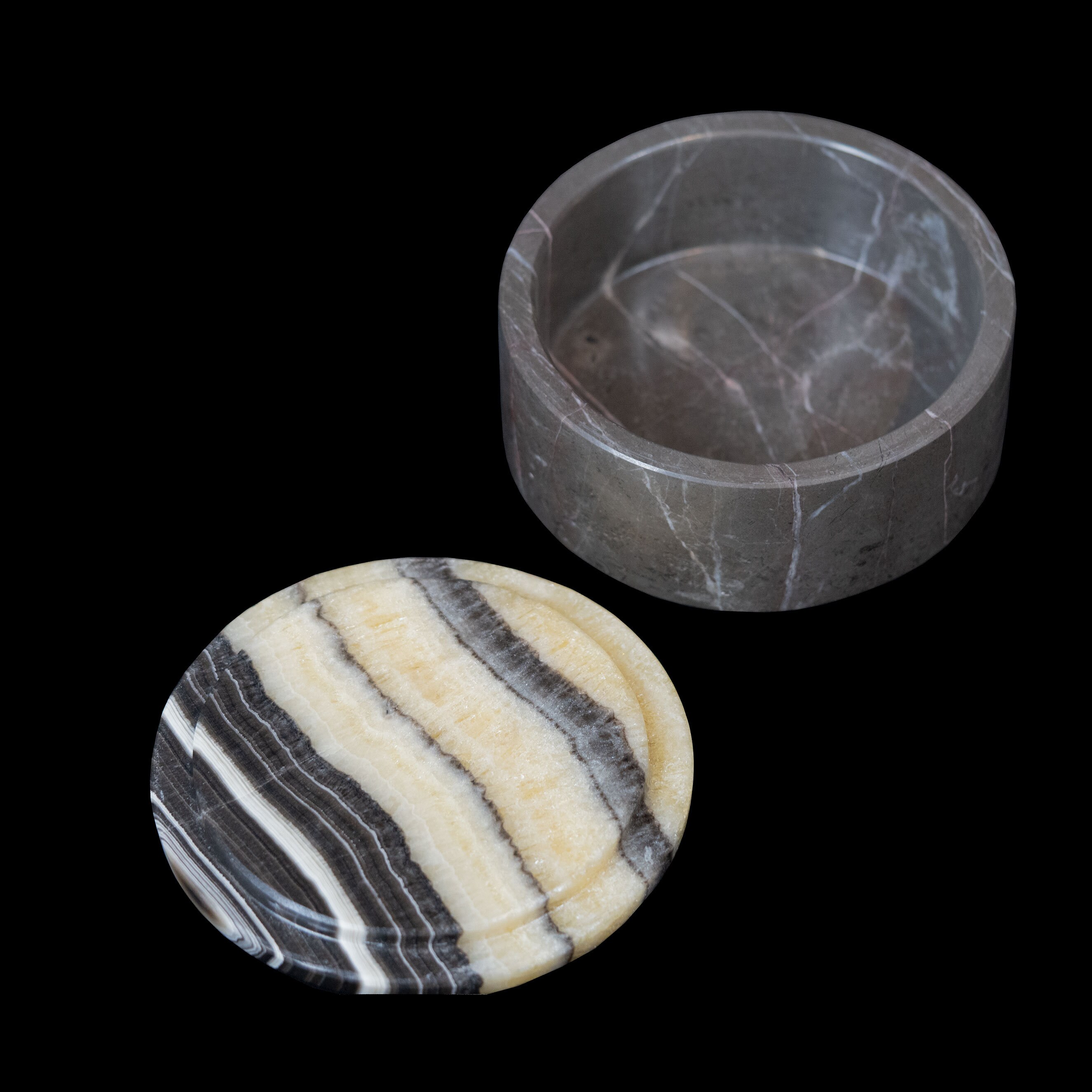Modern Stone Box, Onyx Stone Round Decorative Box, Signature Zebra Onyx ...