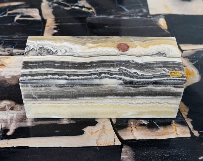 Modern Classic Stone Box, Onyx Stone Rectangular Decorative Box ...