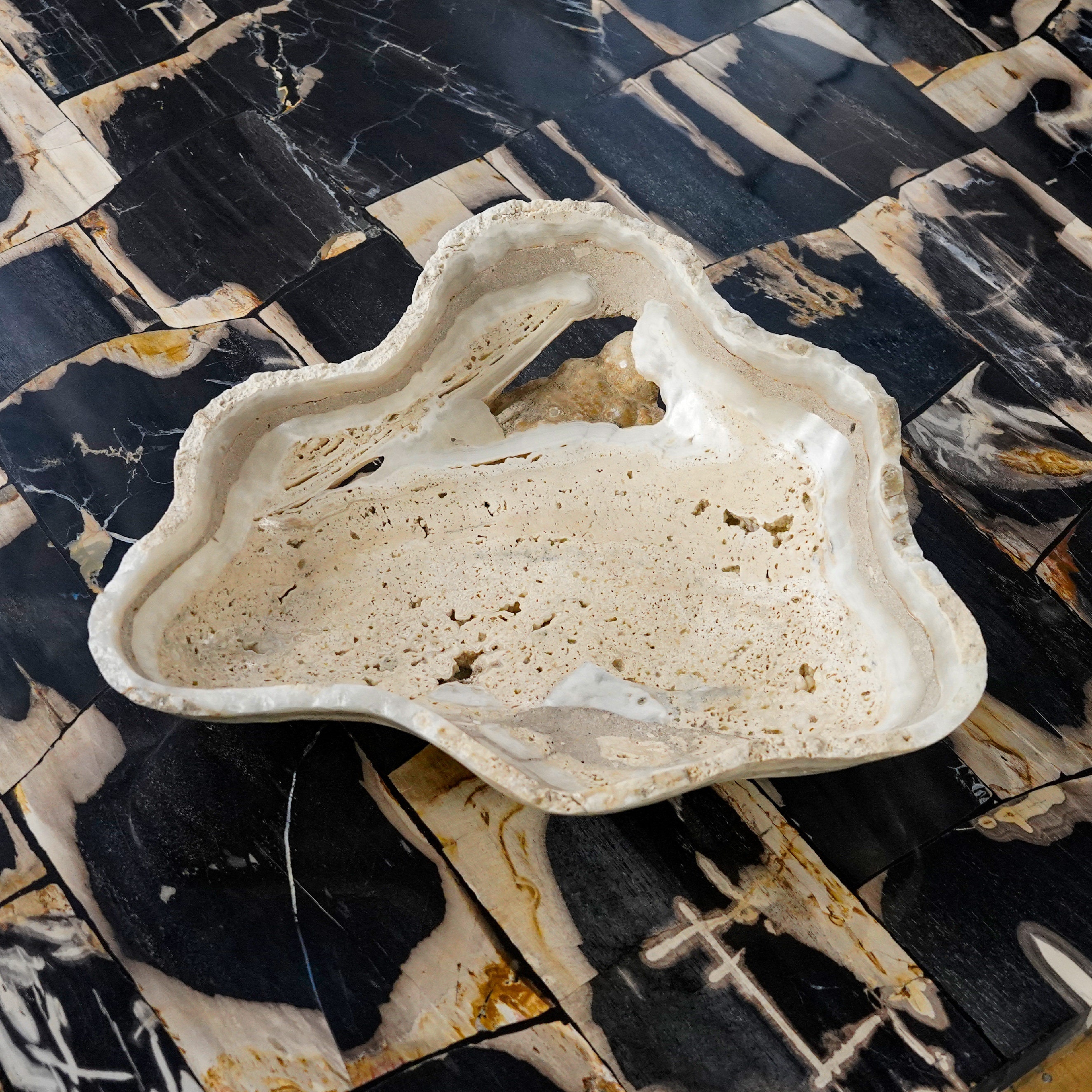 Rustic Natural Stone Centerpiece , Onyx Stone Bowl , Banded Calcite ...