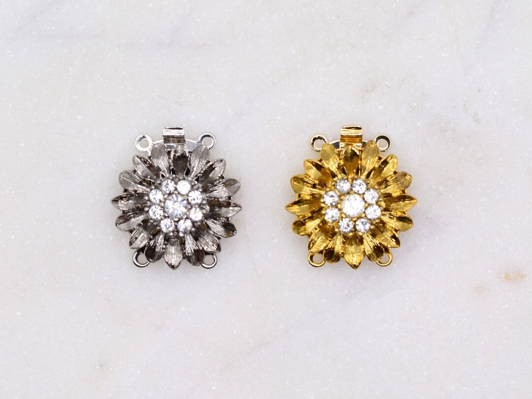 Push Pull Clasp for Jewellery, Gold Plated Flower Clasp, 19.5mm Clasp ...