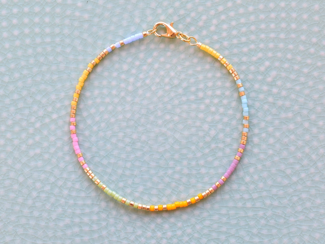 Colorful Beaded Bracelet Mixed Beads, Dainty Bracelet Miyuki Delica ...