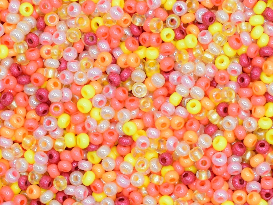 Preciosa Ornela Red, Orange and Yellow Bead Mix 20g, Size 10/0 Seed ...