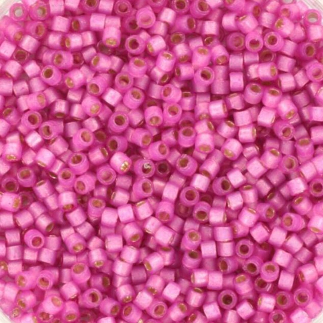 Miyuki Delica Beads Duracoat Semi Frosted Silverlined Dyed Pink Parfait ...