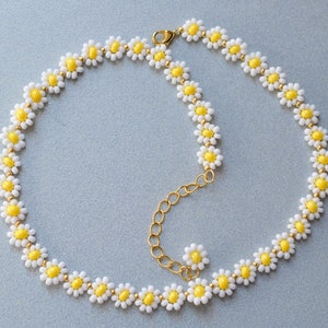 Beaded Necklace for Women, Daisy Chain, Flower Necklace Summer, Seed ...
