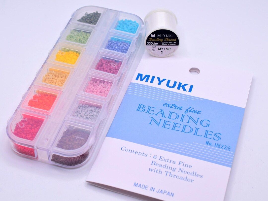 Miyuki Delica Beads Set, Beading Starter Kit, Beads and Needles Set, 12 Color Bead Set, Jewelry ...