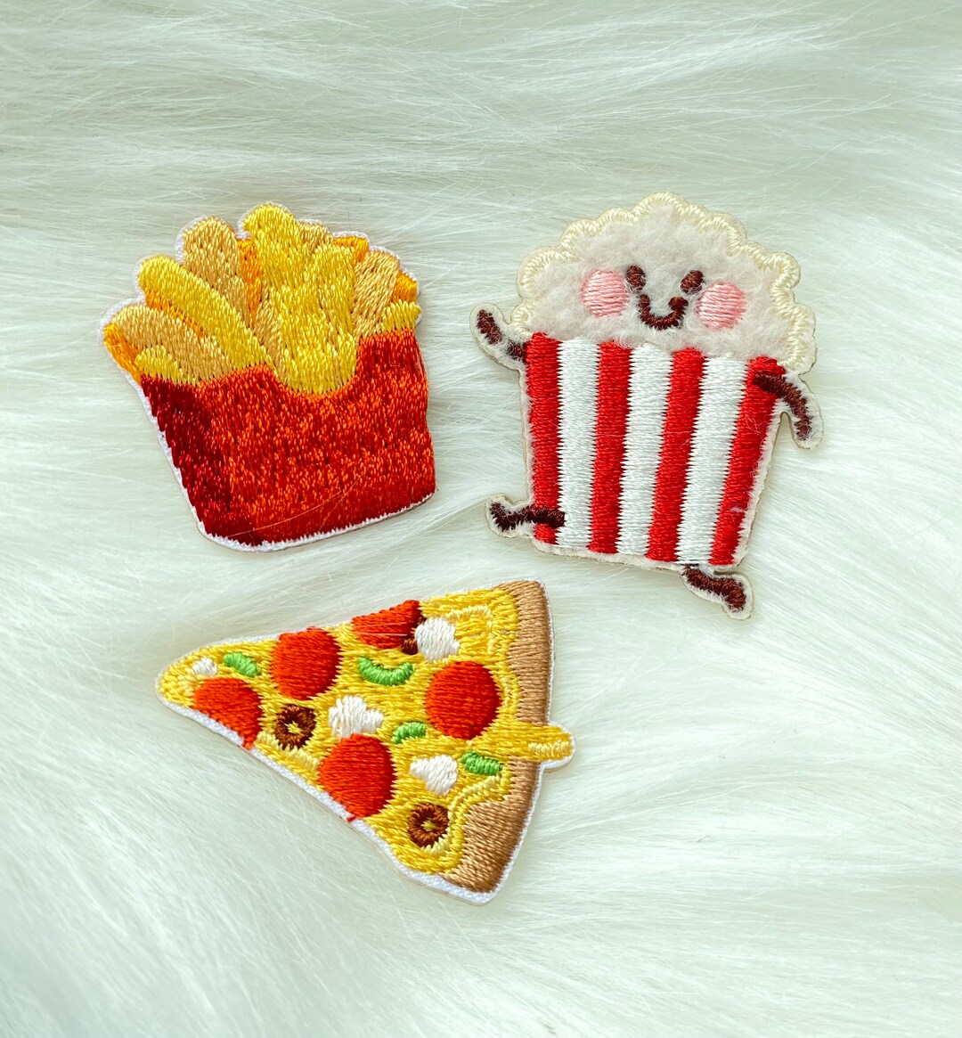 Fries, Pizza and Popcorn Iron on Patch Food Patchcute Food Patch Sew on ...